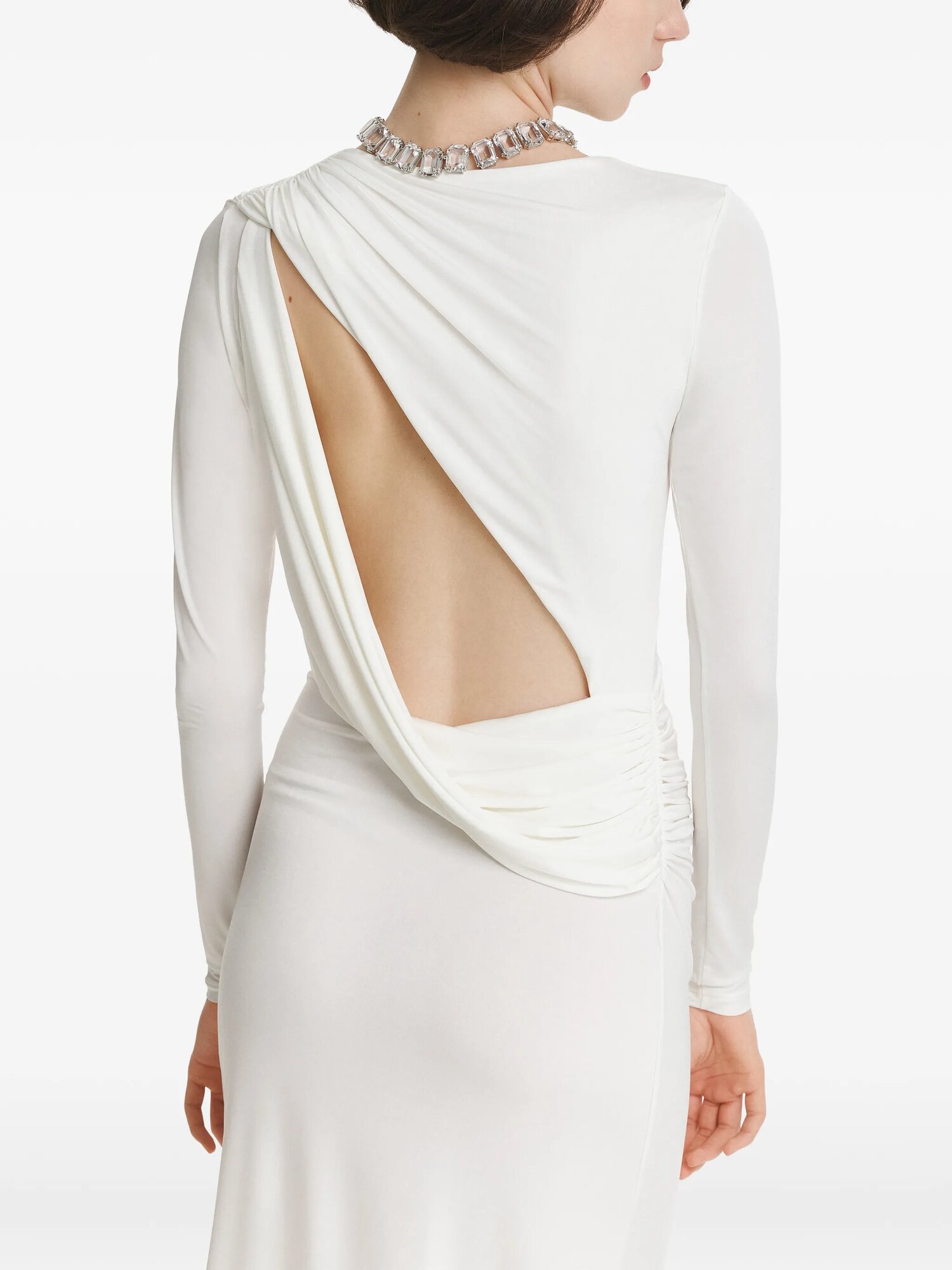 Платье  Ruched open-back maxi dress, размер 38, белый — фото 1