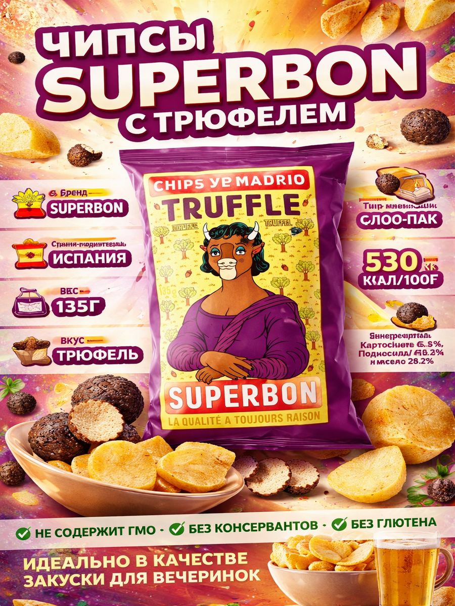 Чипсы картофельные Superbon с трюфелем, 135г
