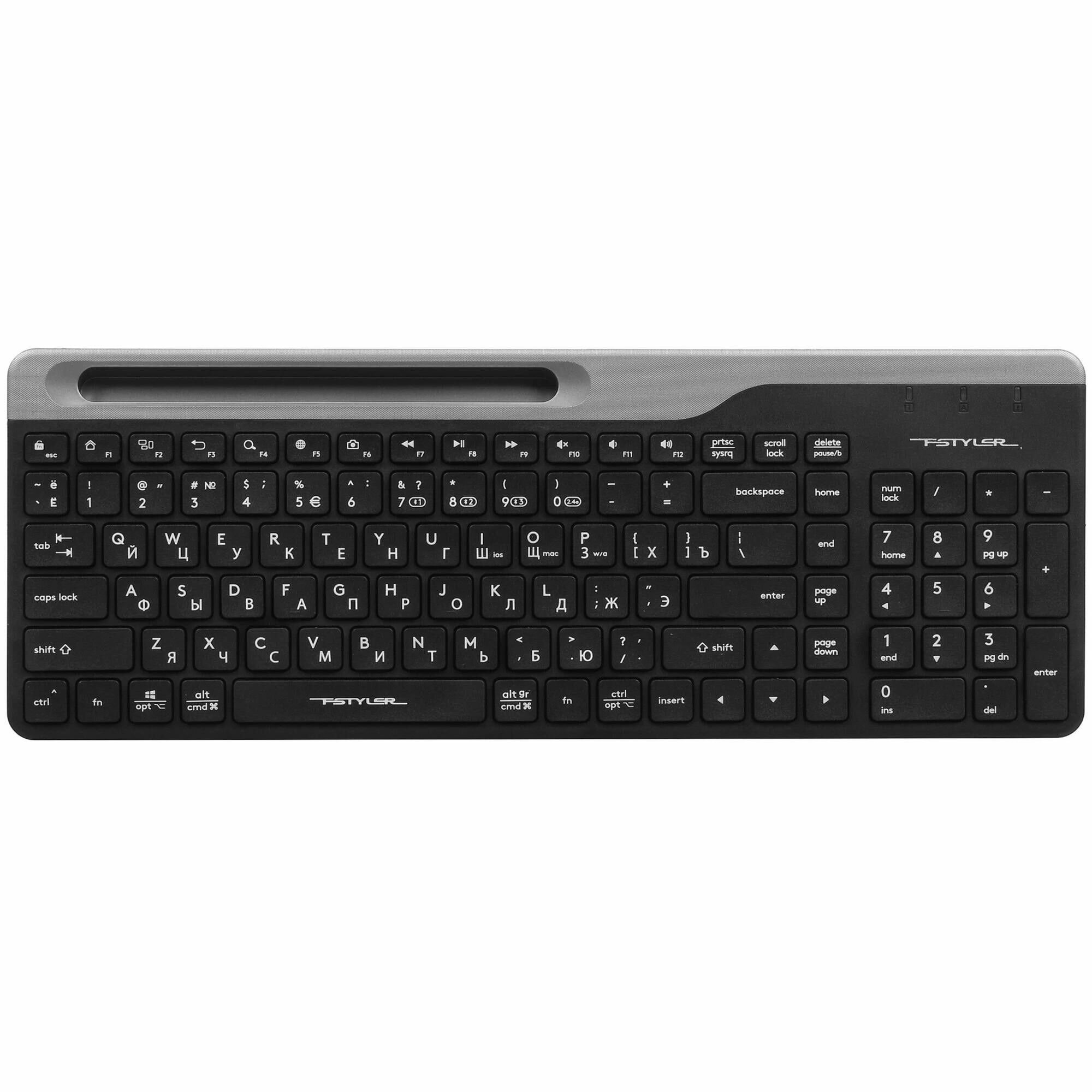 A4Tech Клавиатура Fstyler FBK25 черный серый USB беспроводная BT Radio slim Multimedia