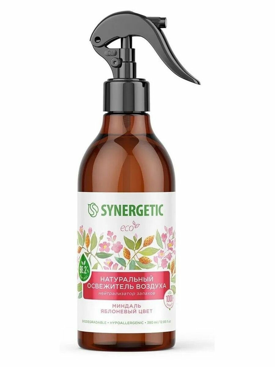 SYNERGETIC Освежитель воздуха 380мл Миндаль и яблоневый
