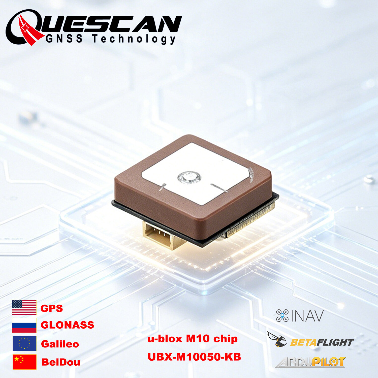 QUESCAN AN181 u-blox m10 10 Гц GPS модуль с антенной для контроллера полета GPS ГЛОНАСС Galileo BeiDou Приемник UBX NMEA
