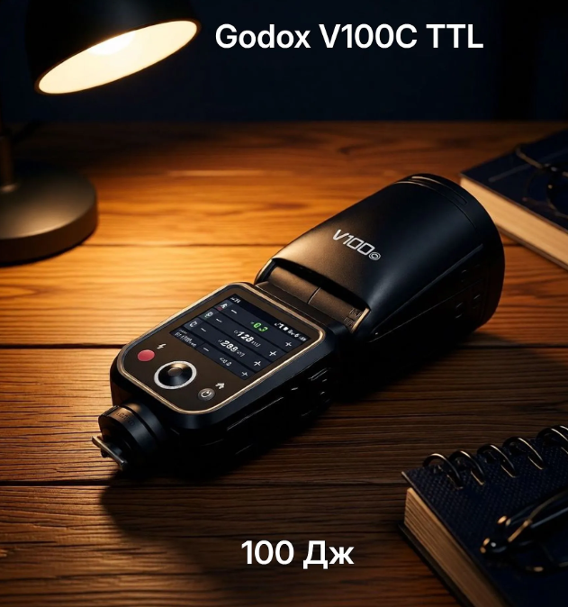Вспышка Godox V100C TTL для Canon 100дж 1/80 000 сек питание от USB-C