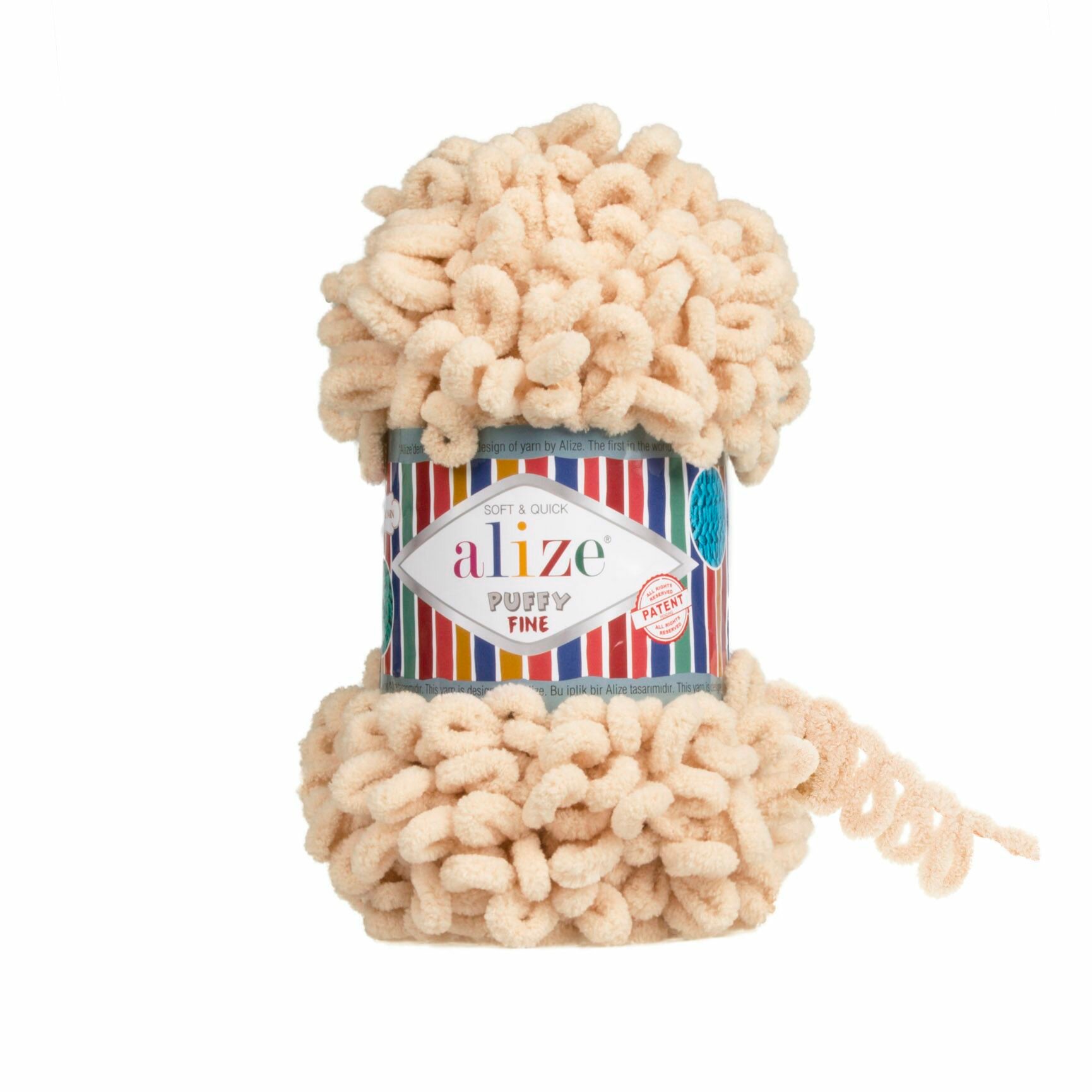 Пряжа для вязания Alize Puffy Fine 1 моток (14 м, 100 гр), цвет 310 шампань