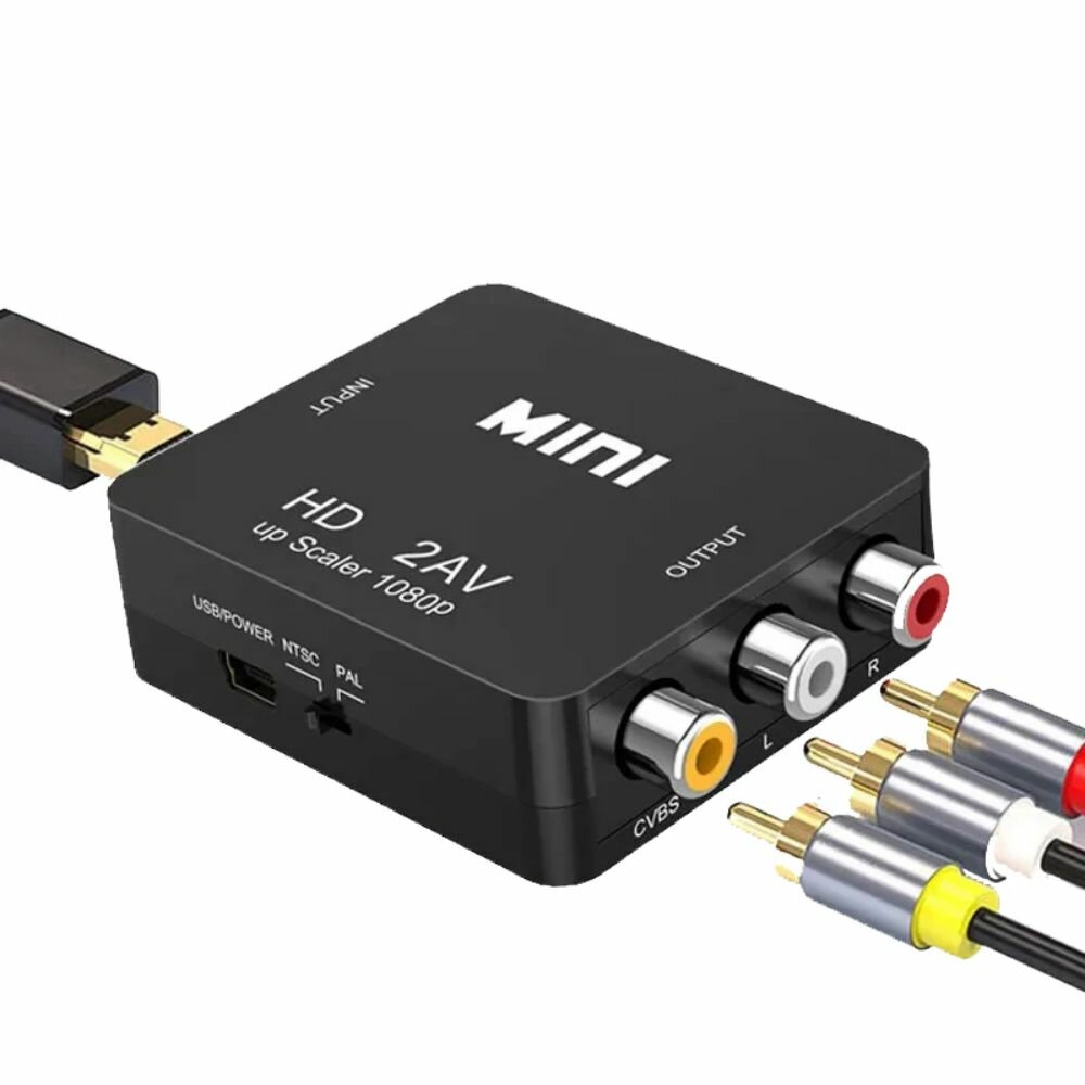 Адаптер-конвертер видеокомпозита, совместимый с HDMI 1080P, в AV-диапазон, адаптер-конвертер видеосигнала RCA AV в HDMI, адаптер CVSB L/R для масштабирования видеосигнала.