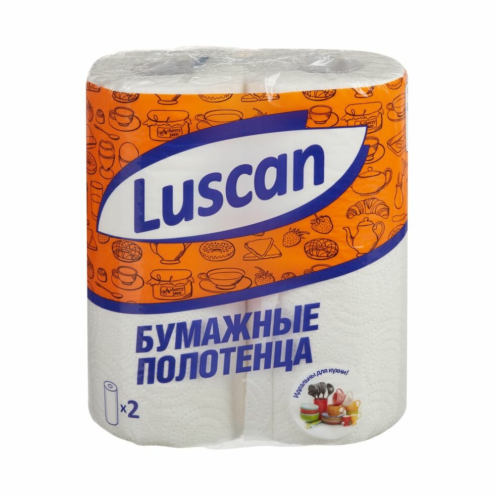 Luscan Полотенца бумажные 2 слоя, с тиснением, 2 рулона