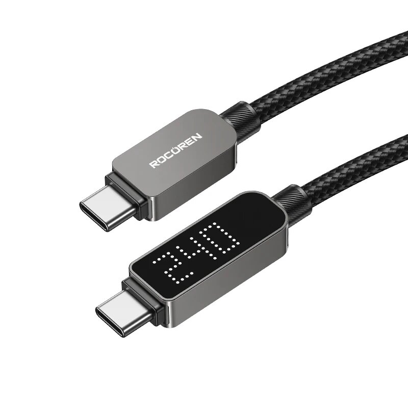 Кабель Rocoren Digital Dispaly USB C 240W PD 3.1 для быстрой зарядки, Type-C на Type-C, для iPhone 17, 16, 15, Xiaomi, Huawei, Macbook, iPad