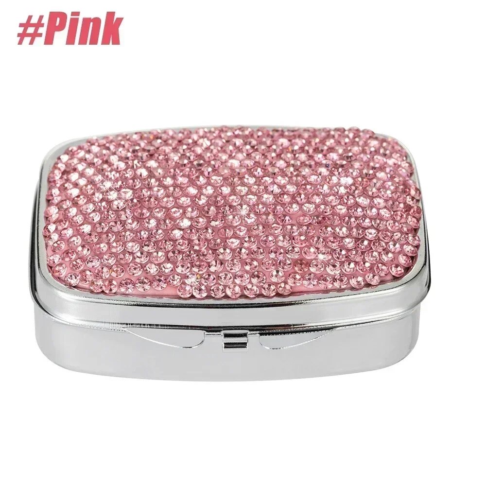 Блестящий кристальный органайзер для таблеток Square Pink