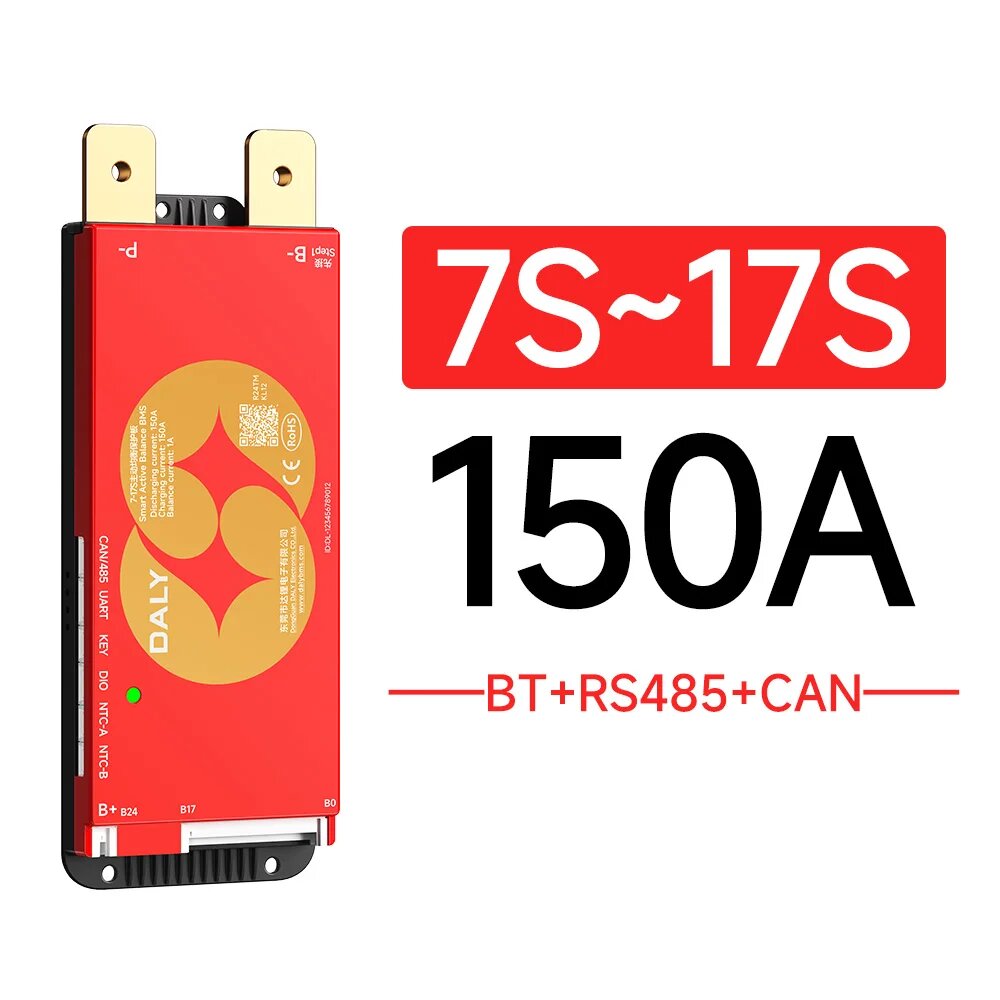 DALYBMS 150A 200A DALY BMS 4-24S Smart BMS 8S 24V с активной балансировкой 1А для LiFePO4 литий-ионных аккумуляторов, BMS с RS485, CAN, App, BT