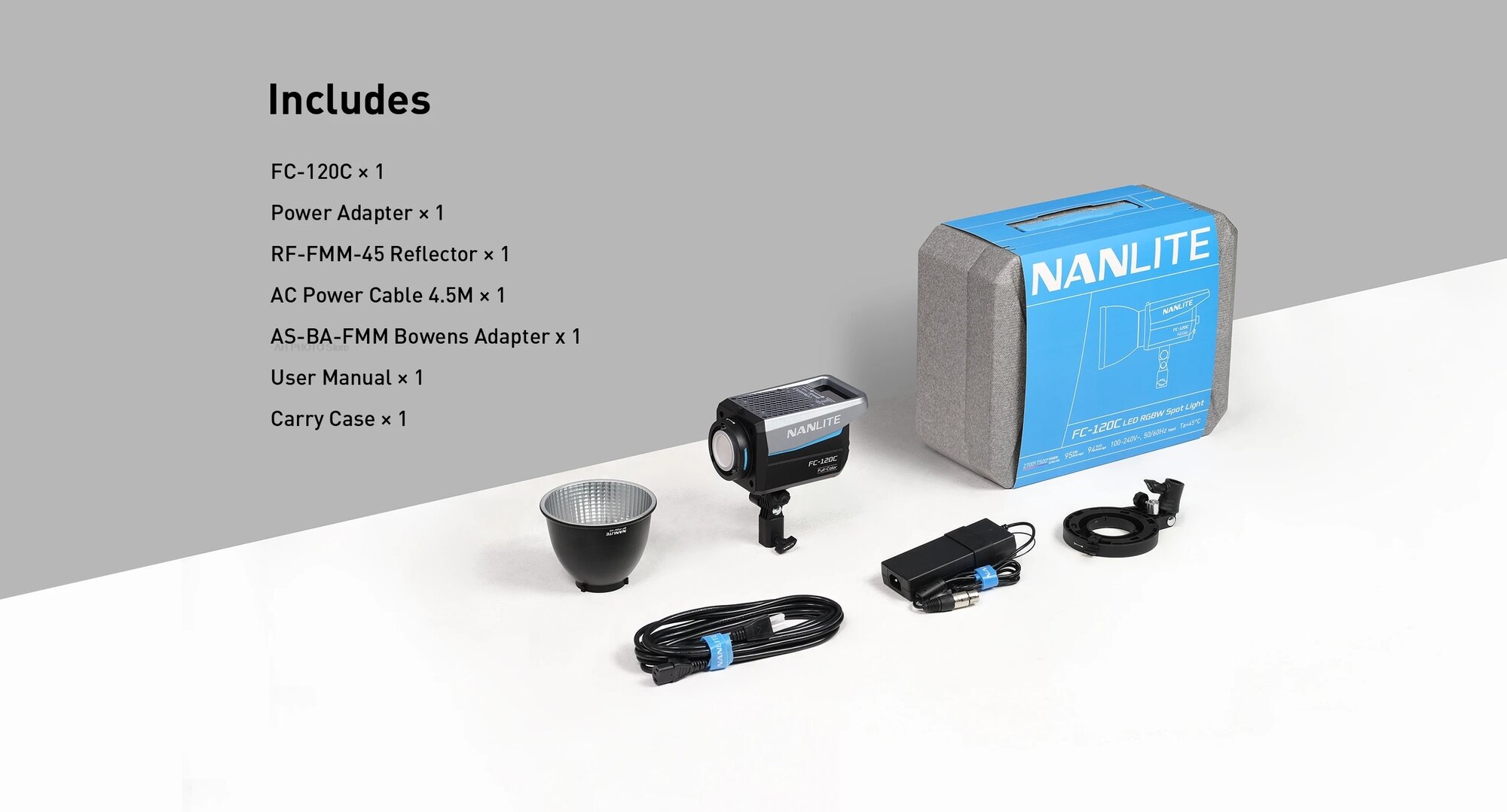 Nanlite FC-120C 120 Вт RGB и настраиваемый белый светодиодный прожектор для студии и улицы 2700K-7500K CRI 95 Профессиональная фотография