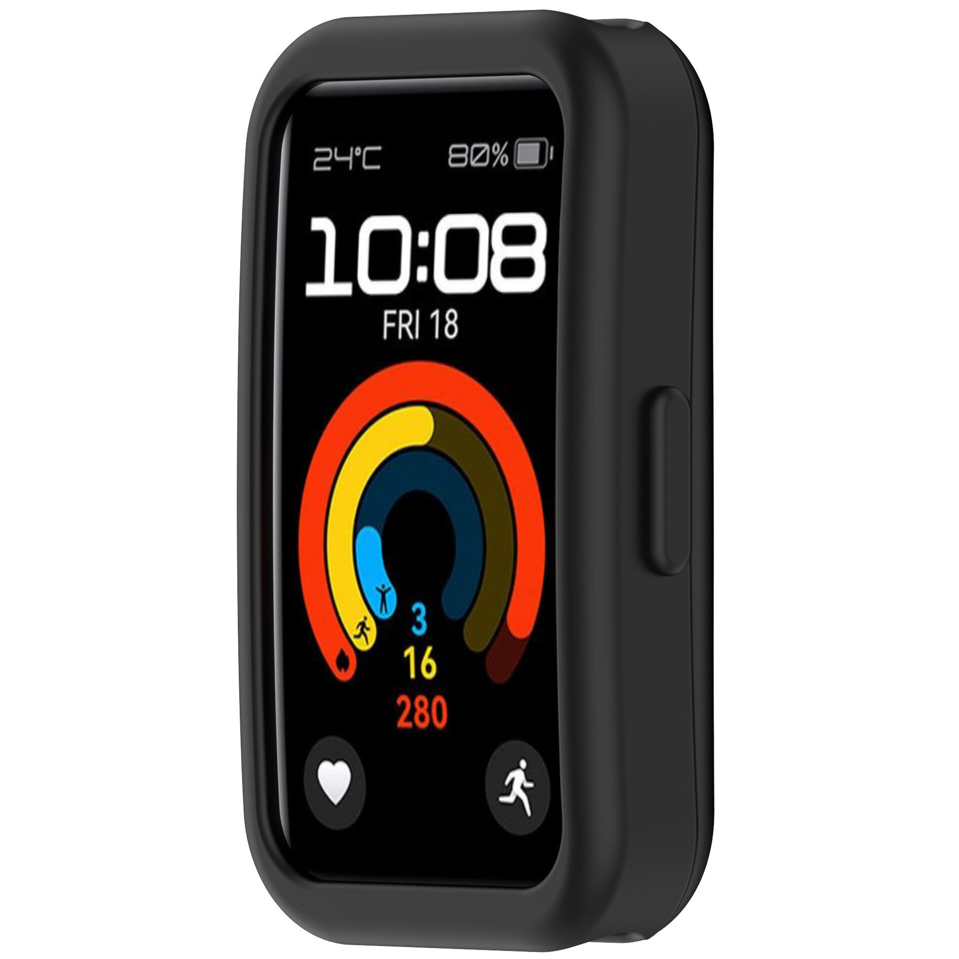 Универсальный силиконовый чехол для Huawei Band 10/9/8 - Черный ударопрочный чехол для часов
