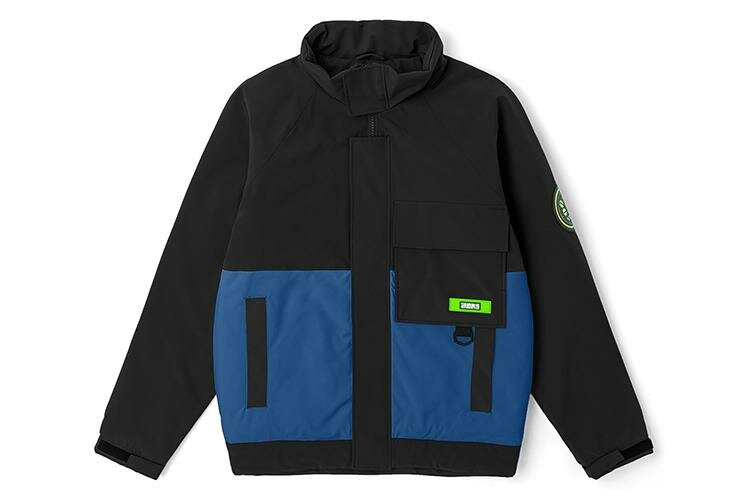 Пуховик Letter Colorblock Hooded Puffer Jacket