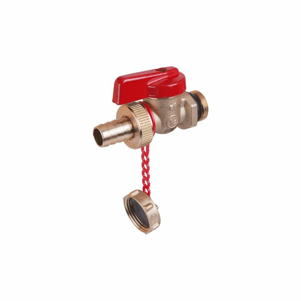 Кран шаровой латунный сливной Giacomini R608D Ду15, Ру10, р/штуц, флажок R608DY053 040-4016