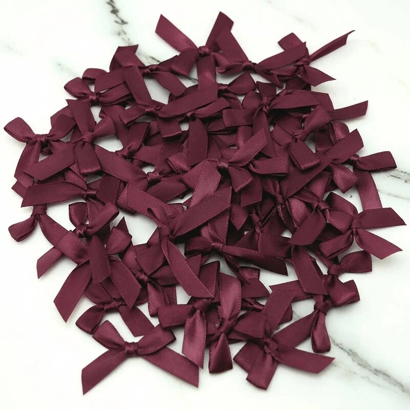 Бантики из атласной ленты RIBBON HOUSE, розовые, полиэстер, 50 шт. Фиолетовый, Burgundy, 200pcs