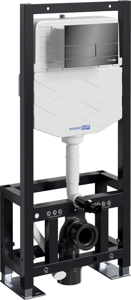 Инсталляция с кнопкой Wasserkraft Dill 61TLT.010. ME. PB04 напольная, 50 см, с регулировкой по высоте, кнопка для унитаза черная, глянцевая, с шумоизоляцией