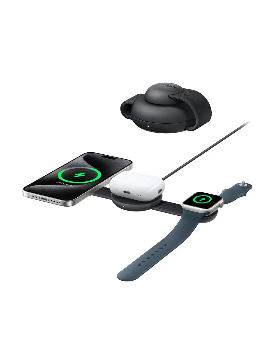 Anker MagGo Wireless (3-in-1) B25M8, черный, сетевое зарядное устройство