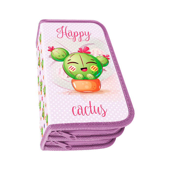 Пенал 2 отделения "HAPPY CACTUS", 190*105мм