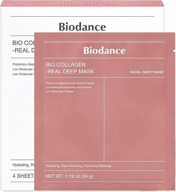 BIODANCE / Биоданс Bio Collagen-Real Deep Mask Маска для лица ночная, гидрогелевая, глубоко увлажняющая, с коллагеном, 34г, 4шт. / уход за кожей