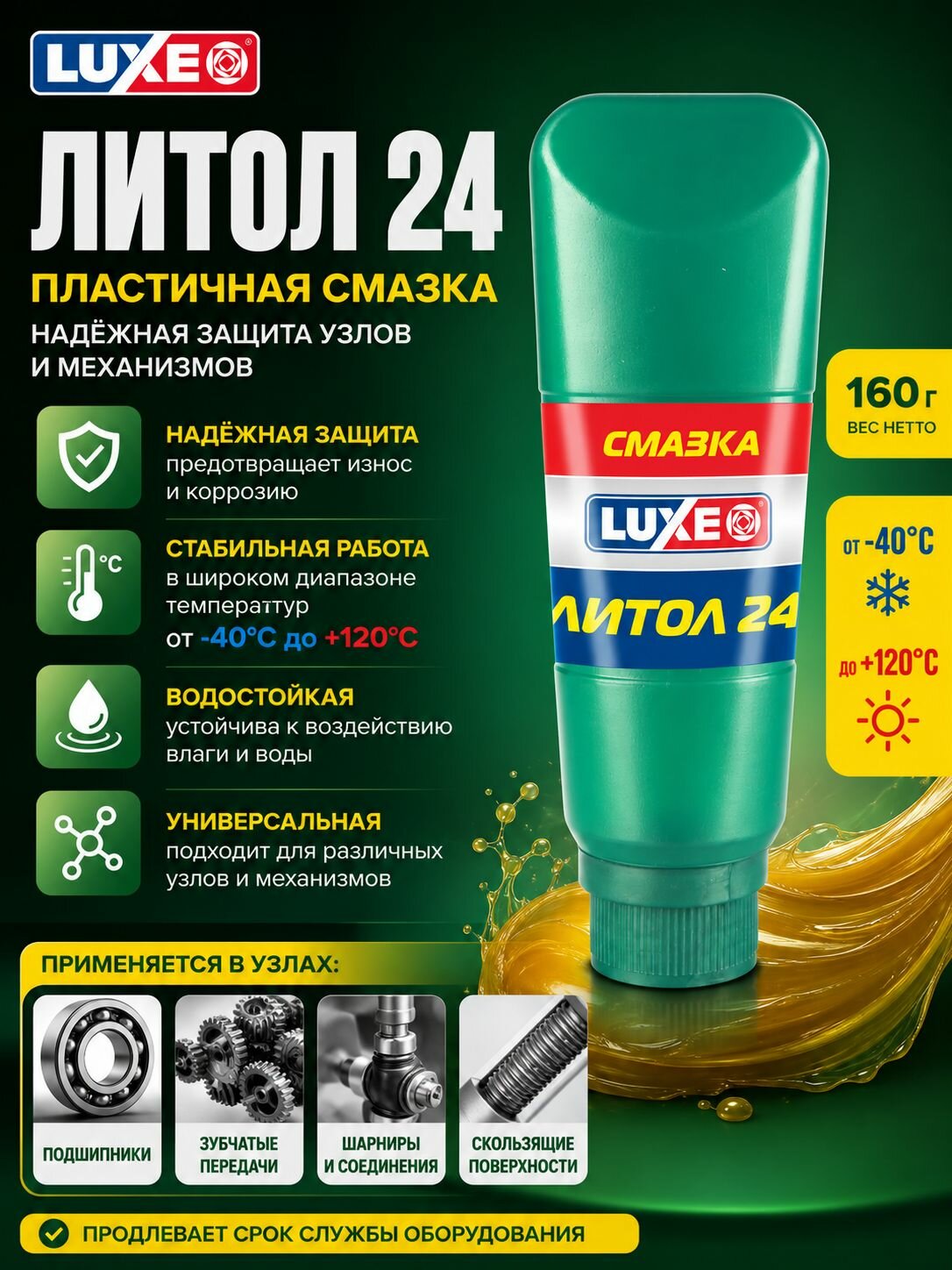 LUXE Смазка для авто Литол-24, 160 г