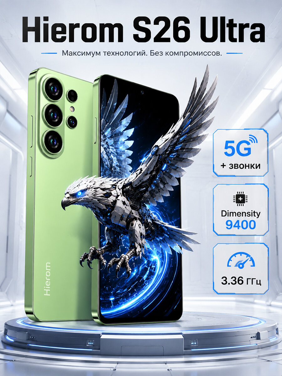 5GСмартфон, S26 16 ГБ + 1024 ГБ для игр, Bluetooth, 5G, LTE, Android-смартфон зеленый зеленый