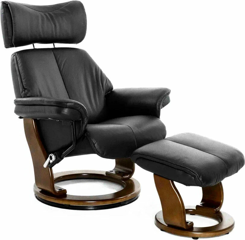 Кожаное кресло с вращением и откидной спинкой Relax Piabora BK