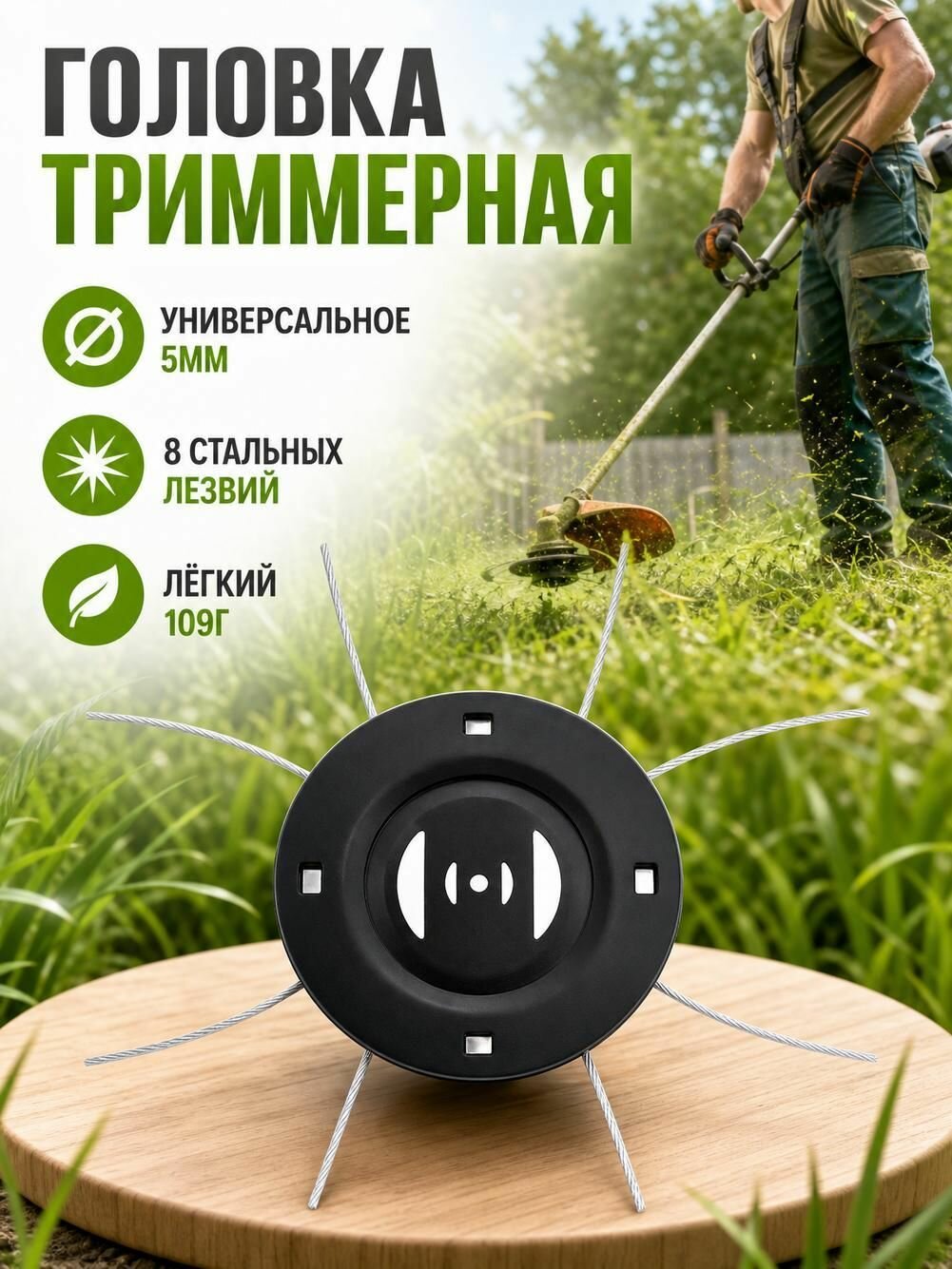 Катушка с леской для триммеров металлическая "паук"