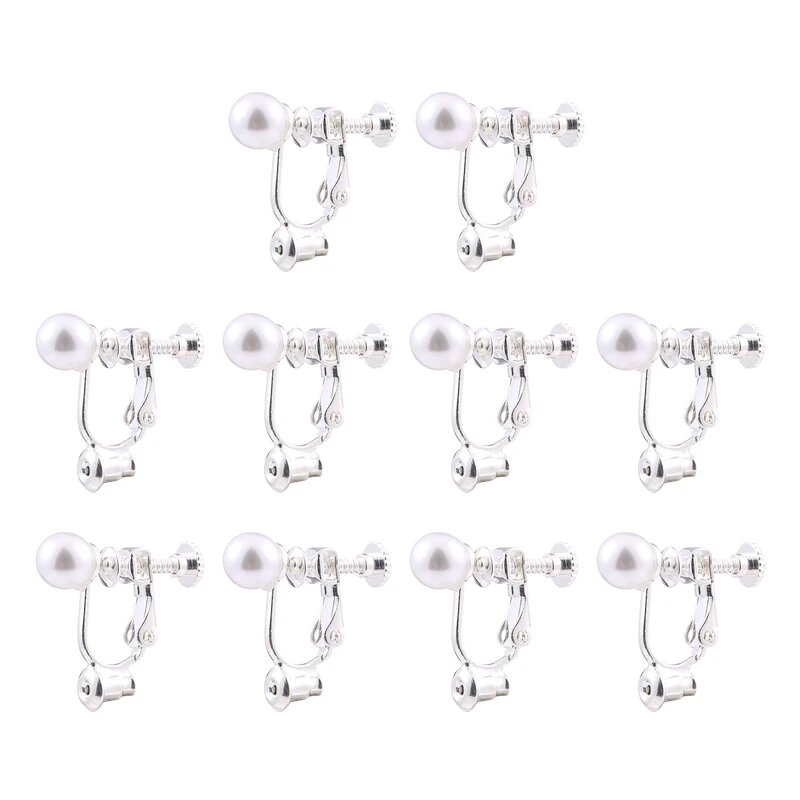 Клипсы серьги жемчуг серебряные L5-Silver-10PC