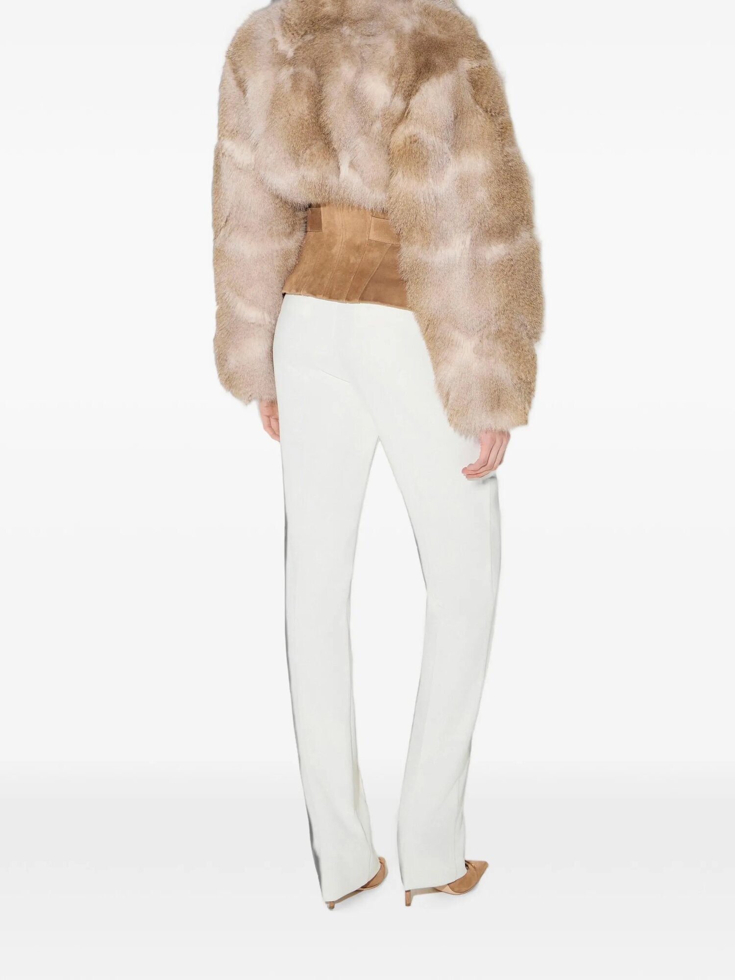 Куртка Elisabetta Franchi Fur-effect bustier jacket, размер 44, разноцветный — фото 1