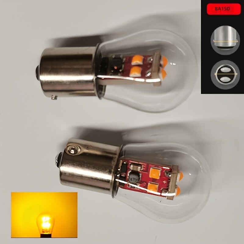 Лампы для поворотников и стоп-сигналов BA15D 1157 P21/5W, желтые, 2 шт, без батарейки