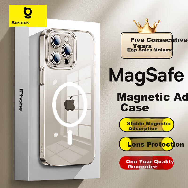 Baseus Ледяной прозрачный магнитный чехол для iPhone 15 Pro Max - Ультратонкий защитный чехол с быстрым рассеиванием