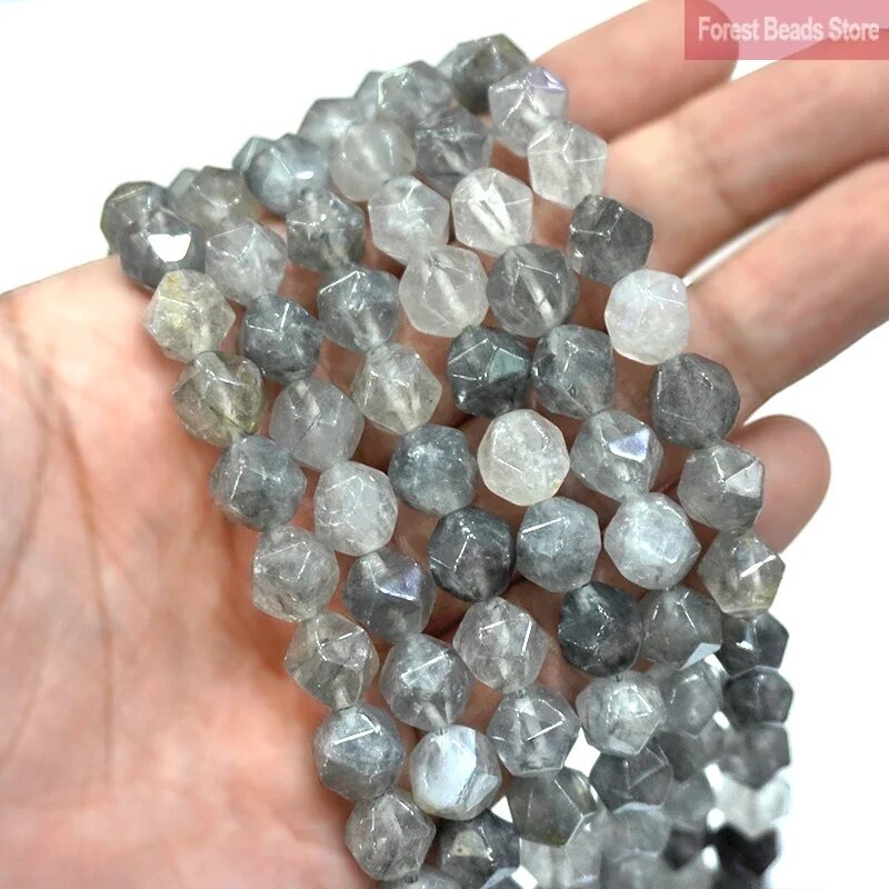 Бусины из облачного кварца (демон-кварц), серый, 6-10 мм, 60/43/34 шт. 10mm-about 34pcs