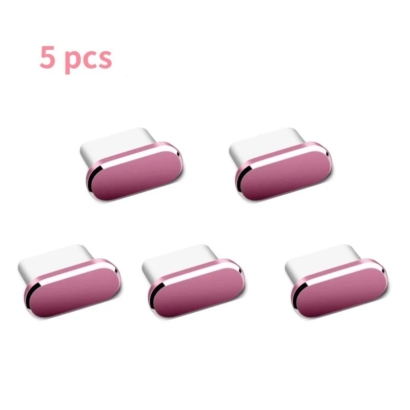 Металлические Заглушки Type-C Для Apple iPhone 15 Pro Max/15 Plus/15 И Samsung: Розовый, 5pcs pink