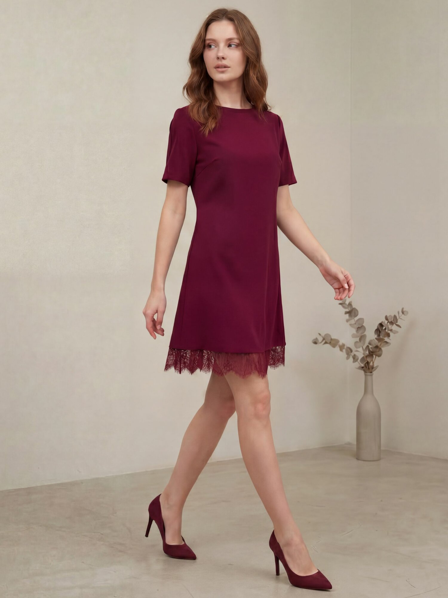 Платье VINTAGE TREND Школа 2026, размер 52, бордовый — фото 1
