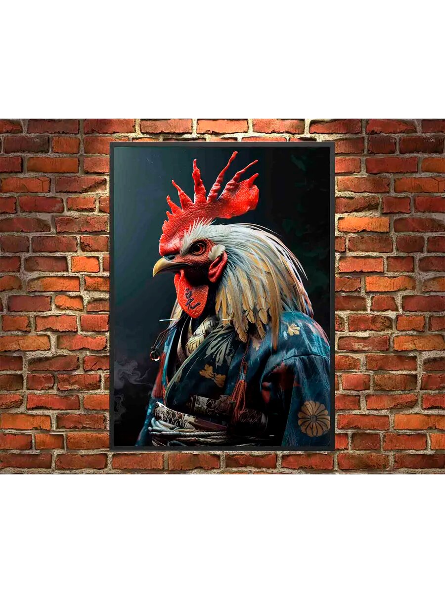 Петух-птица-самурай 1, Плакат 30x42см