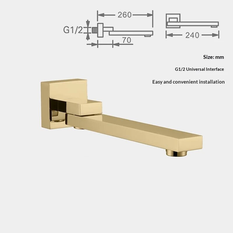 Кран со вращательным выходом из цельного меди, скрытый душевой раковина, встроенный кран, выход розовый золото-циркониевый золото A