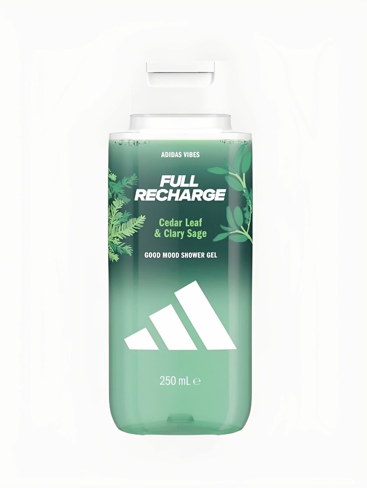 Парфюмированный гель для душа ADIDAS vibes full recharge, Листья кедра и шалфей. 250 мл.