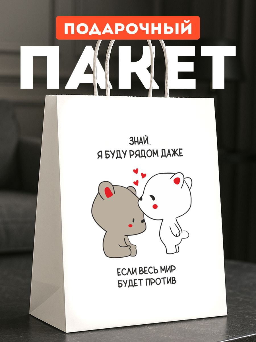 Пакет подарочный крафтовый универсальный с рисунком