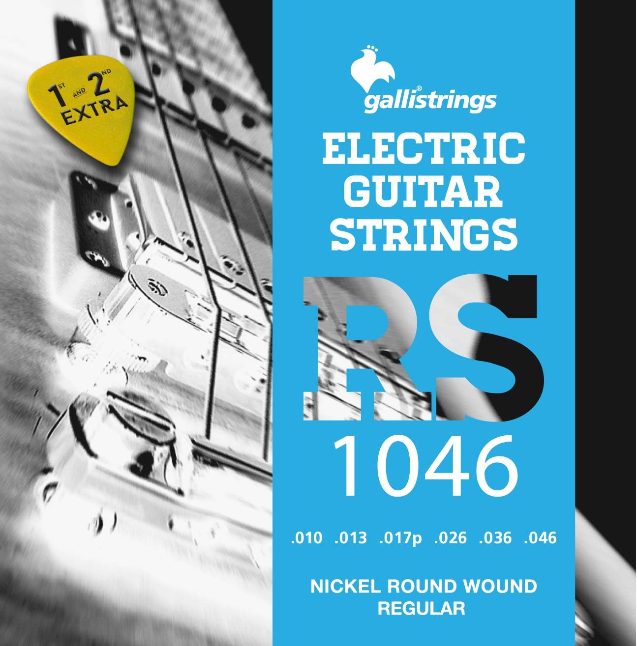 Комплект струн GALLI STRINGS для 6-струнной Электрогитары Серия RS Никелированная сталь. 10-46 натяжение