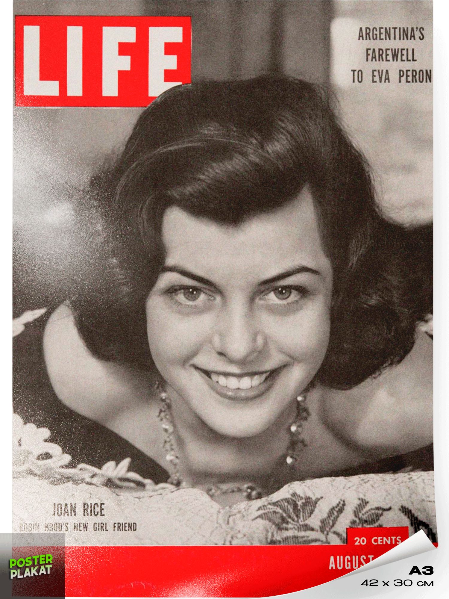 Постер LIFE, Джоан Райс (Joan Rice), винтажный плакат на стену для интерьера, для дома и офиса, А3 (420х297 мм), ПП