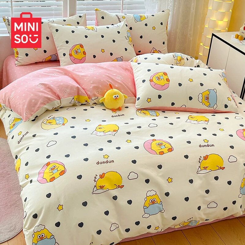 Комплект постельного белья Miniso Dun Dun Chicken из чистого хлопка: четырехкомплектный набор и трехкомплектный набор