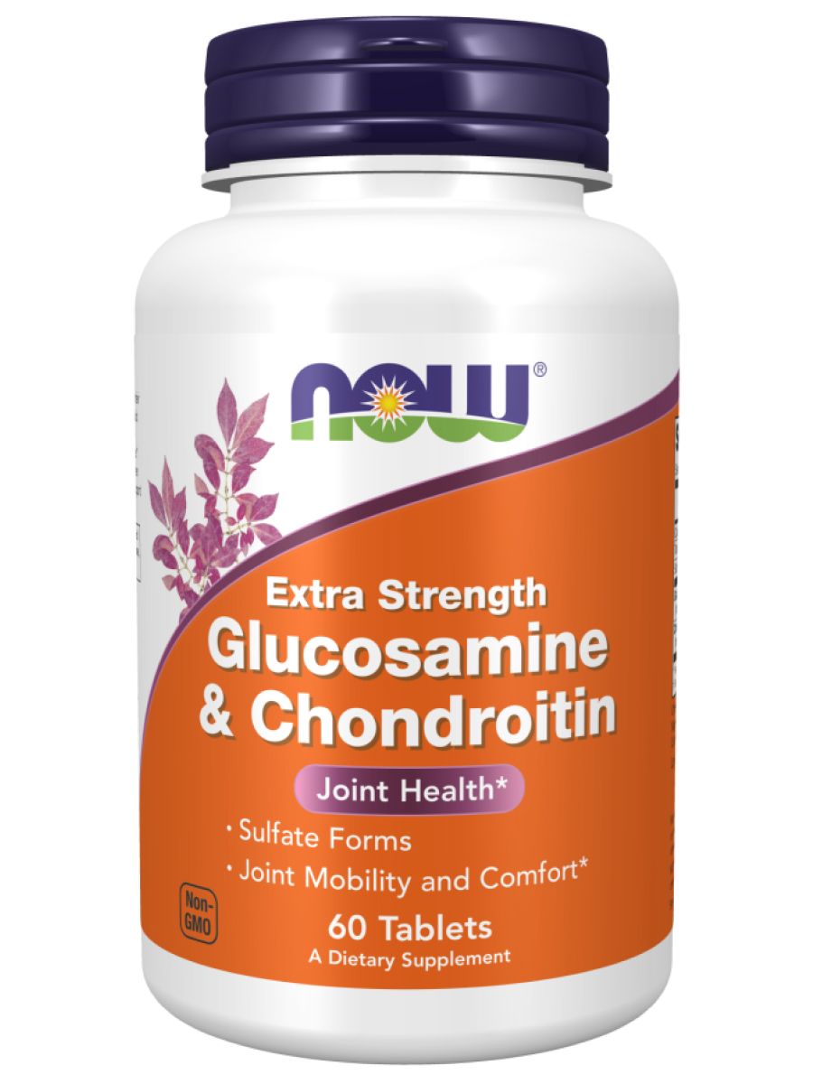 NOW Glucosamine & Chondroitin Extra, Глюкозамин и Хондроитин Экстра - 60 табл (1200 мг)
