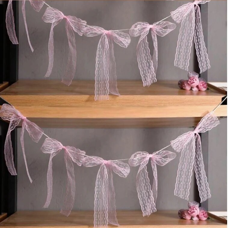Розовая гирлянда из бантиков для девочек 24PCS, Pink B