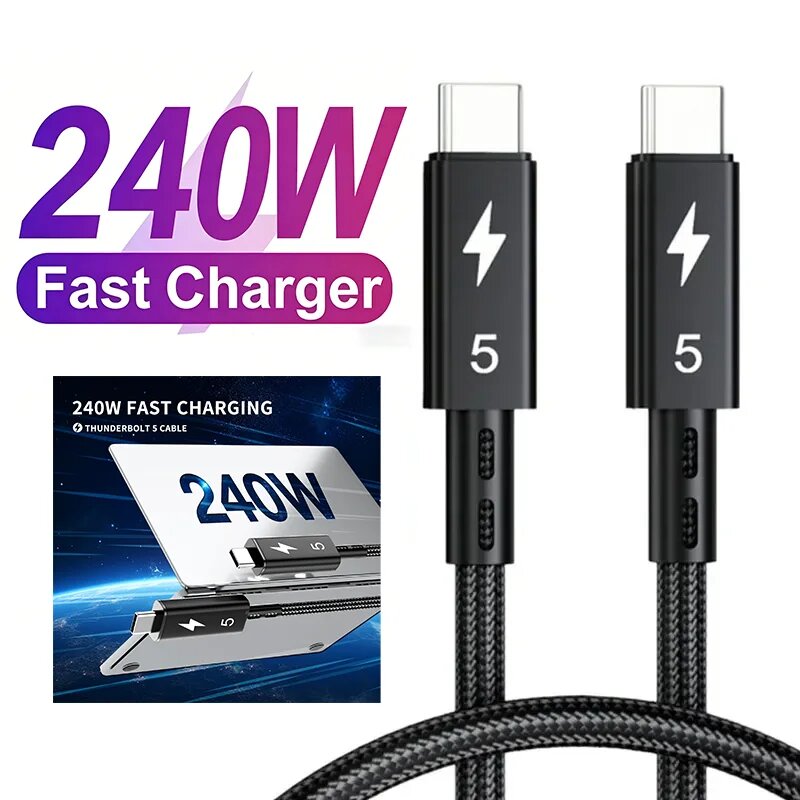 Кабель USB-C/Type-C Thunderbolt 5 для MacBook, iPad, iPhone и Android
