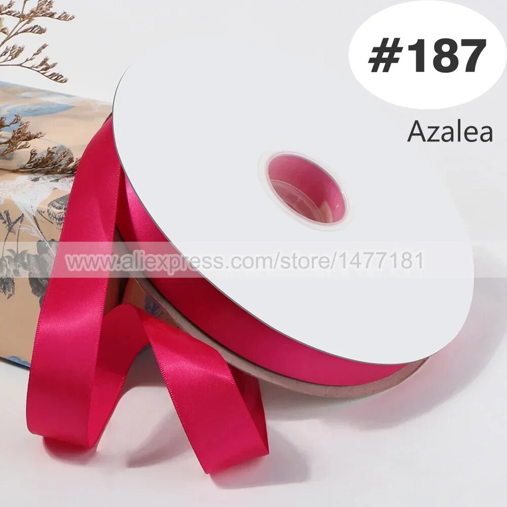 Атласная лента 6 мм, Розовый (187 Azalea), 100 ярдов