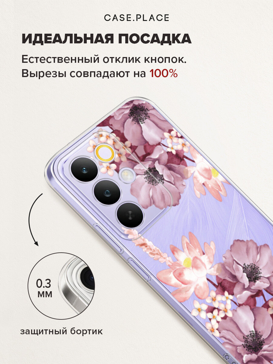 Силиконовый чехол на Realme C85 / Реалми C85 с принтом Розовые анемоны — фото 1