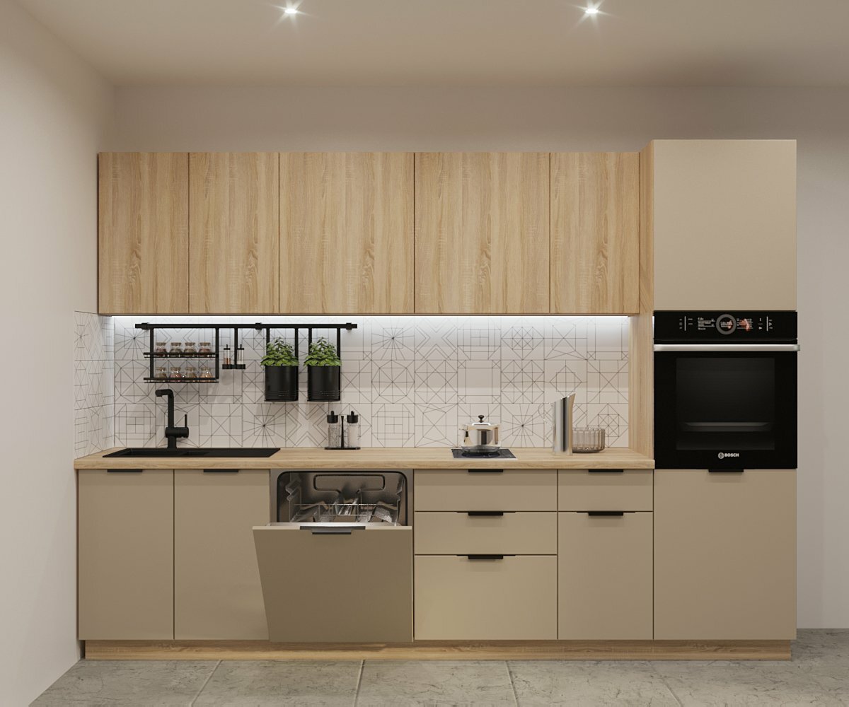 Кухонный гарнитур Фаска Дуб сонома/Пикрит 3000 мм (арт. 6)