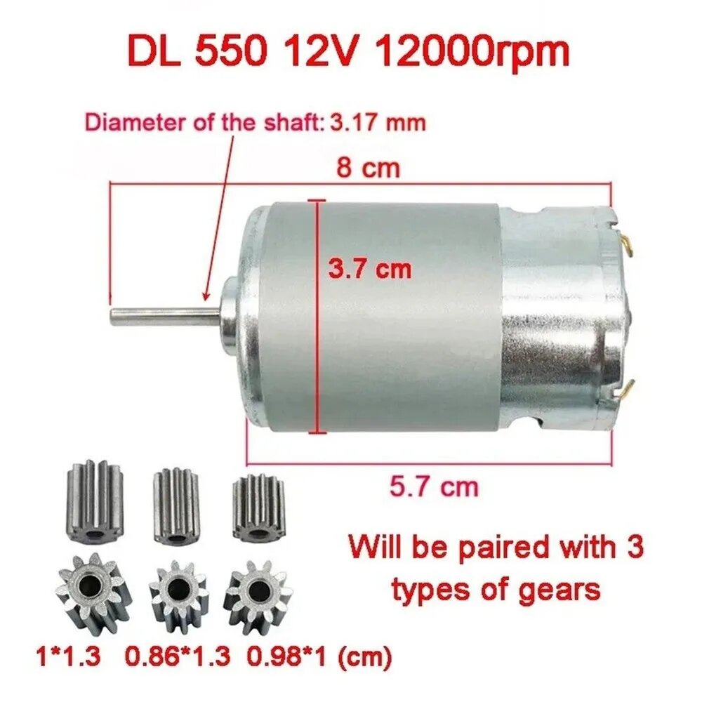 Двигатели для Электромобиля 550 RS390 RS380 12V 6V DL555 24V 10 12 Зубьев