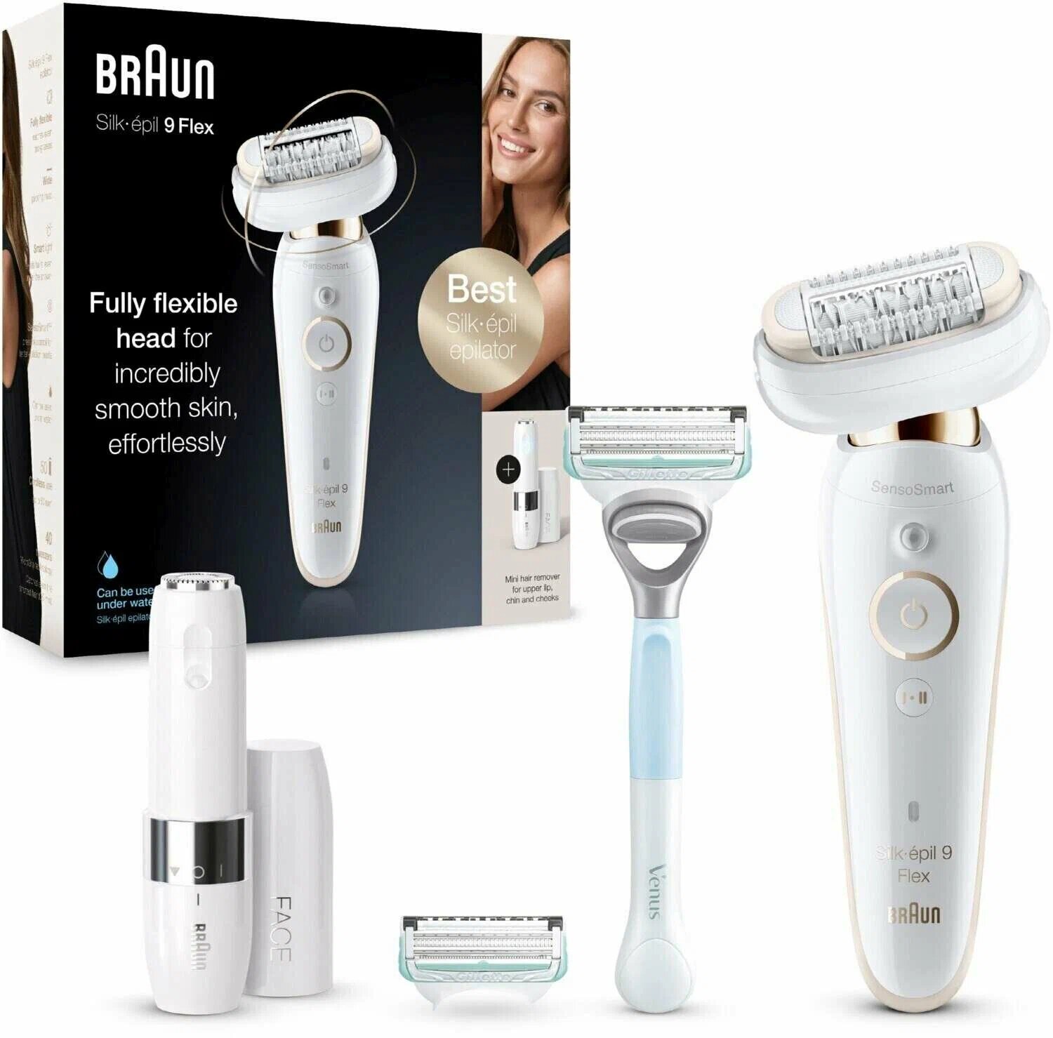 Эпилятор Braun Silk-pil 9 Flex SES 9003 3D Германия, оригинал, цвет белый/розовое золото