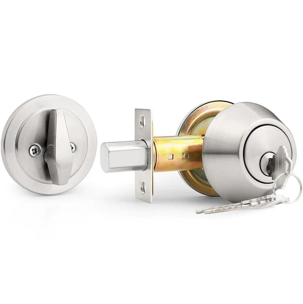 Одноцилиндровый засов, засов для входной двери и гаражных ворот, ключ с одной стороны, поворот большого пальца внутри, отделка из матового никеля