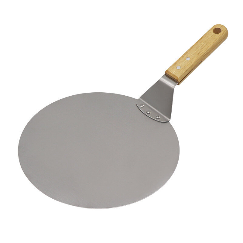Новая лопатка для пиццы из нержавеющей стали с деревянной ручкой для трансграничных продаж 10inch 12inch Лопатка для переворачивания пиццы, тортов и выпечки.