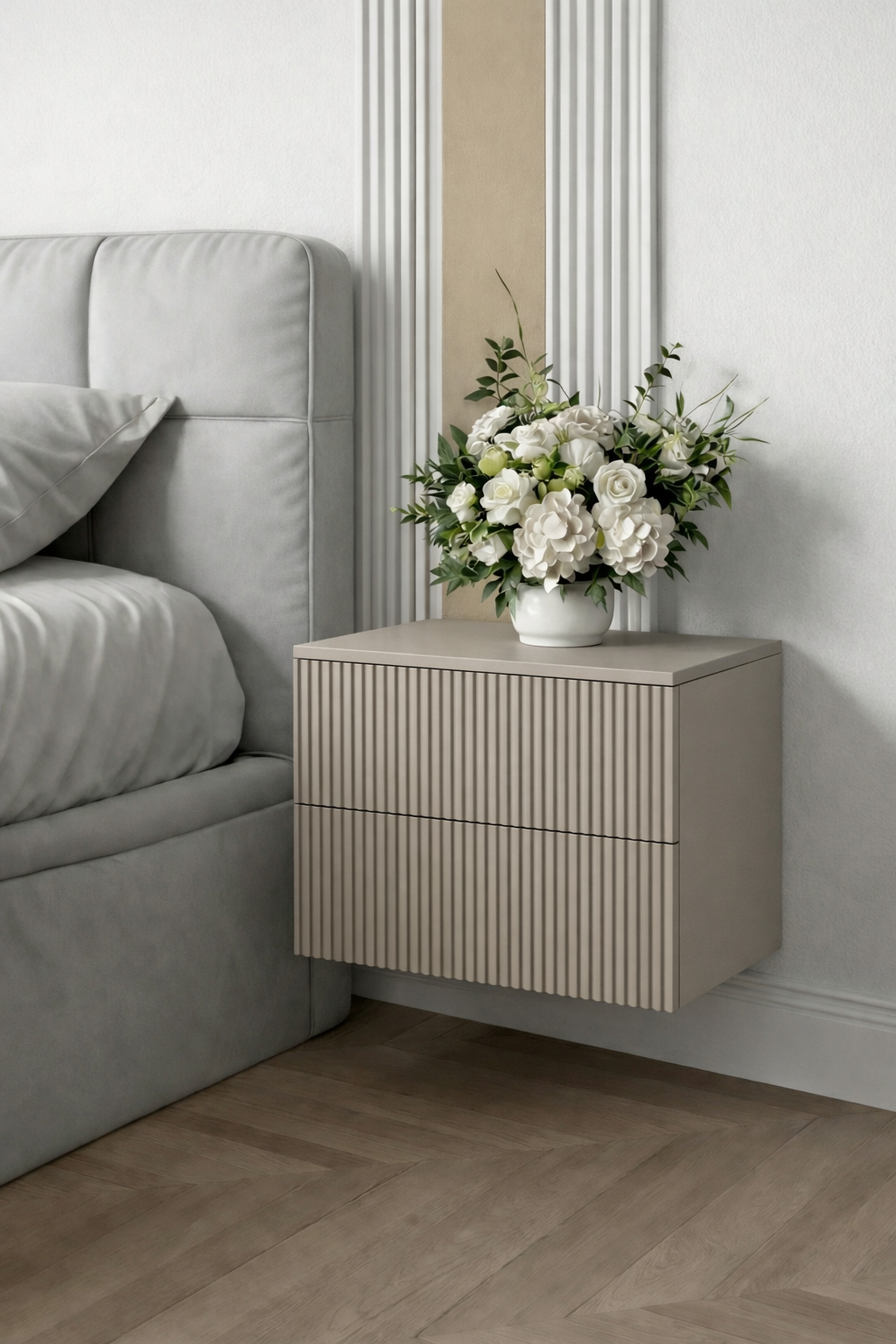 Тумба прикроватная "Моника", подвесная, МДФ, ящик, маленькая, без ручки, в спальню, прихожую, детскую